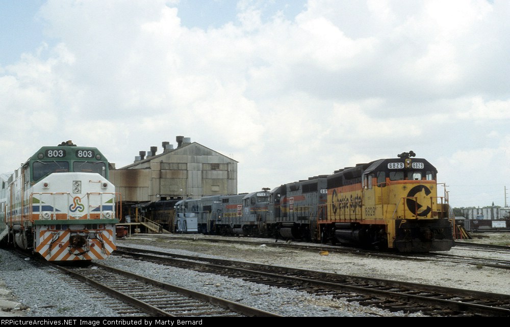 TriRail 803 and CSX 6829 at CSX Shops